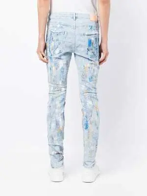 PURPLE BRAND Paint-splatter Slim Jeans