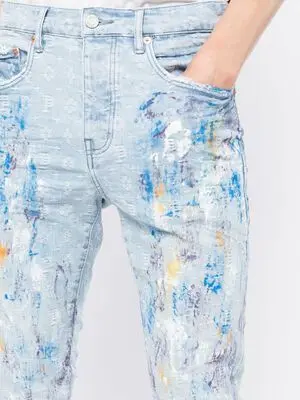 PURPLE BRAND Paint-splatter Slim Jeans