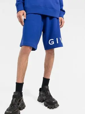 Givenchy Logo-print Knee-length Track Shorts - Blue
