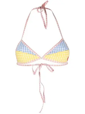 DIESEL® Check-print Bikini Top - Blue