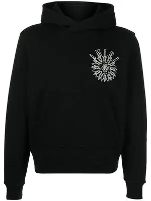 Amiri Rhinestone-embellished Graphic-logo Hoodie - Black