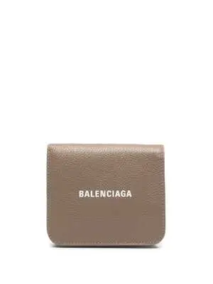 Balenciaga Logo-print Detail Coin Wallet - Brown