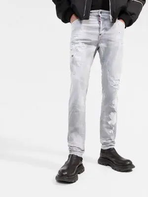 Dsquared2 Cotton Distressed Paint Splatter Jeans