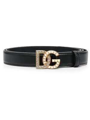 Dolce & Gabbana Embellished Logo-buckle Belt - Black