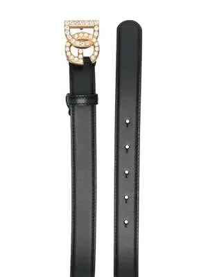 Dolce & Gabbana Embellished Logo-buckle Belt - Black