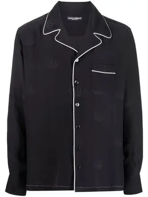 Dolce & Gabbana Contrast-stitch Silk Shirt - Black