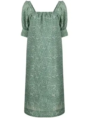 GANNI Jacquard Floral Midi Dress