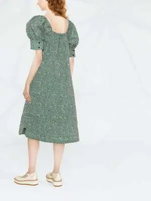 GANNI Jacquard Floral Midi Dress