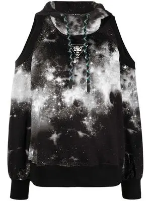 Versace Tie-dye Cut-out Hoodie - Black
