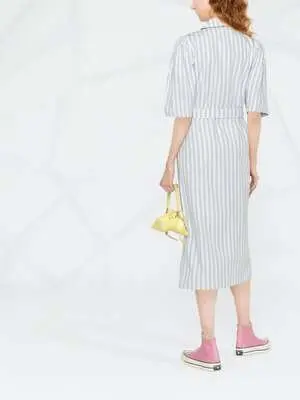 GANNI Striped Wrap Midi Dress