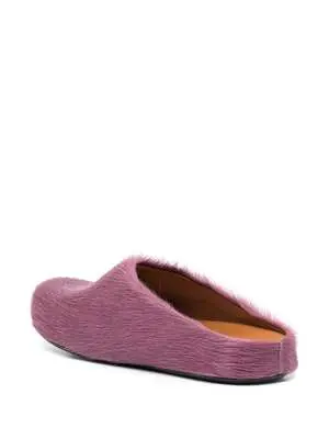 Marni Fussbet Sabot Calf-hair Slippers - Purple
