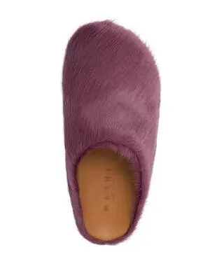 Marni Fussbet Sabot Calf-hair Slippers - Purple