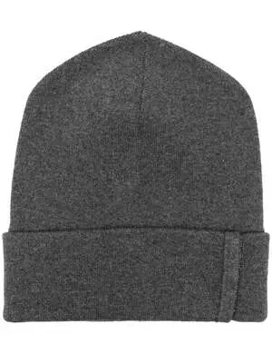 Brunello Cucinelli Beaded Ribbed Cashmere Beanie - Grey