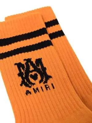 Amiri Logo Embroidered Ankle Socks - Orange