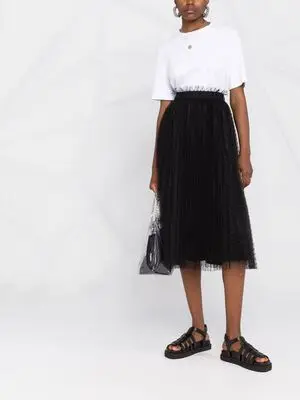 Red Valentino Pleated Point D’esprit Tulle Skirt