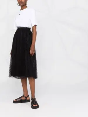 Red Valentino Pleated Point D’esprit Tulle Skirt
