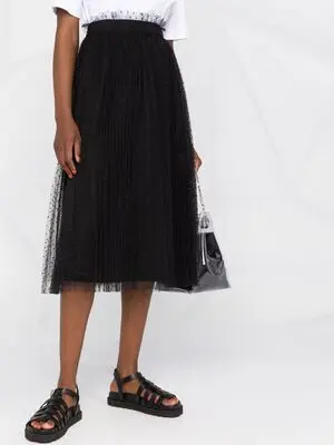 Red Valentino Pleated Point D’esprit Tulle Skirt