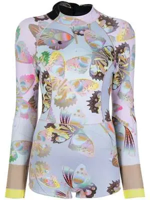 Cynthia Rowley Sunset Butterfly Long-sleeve Wetsuit - Purple