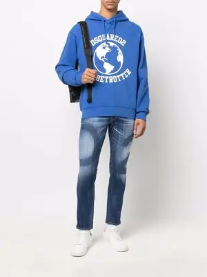 Dsquared2 Globetrotter Logo-print Hoodie - Blue