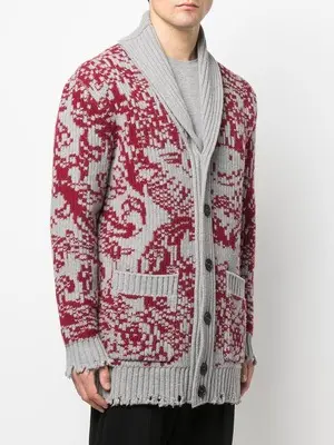 Philipp Plein Long Intarsia-knit Cardigan