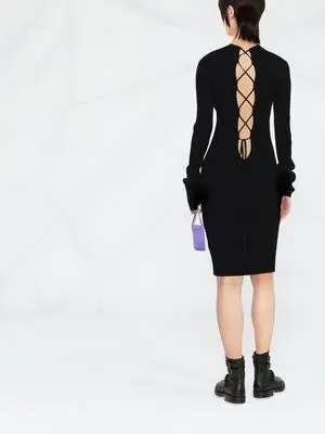 Philipp Plein Lace-up Detailed Midi Dress - Black