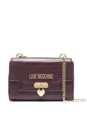 Moschino Crocodile-effect Shoulder Bag - Purple