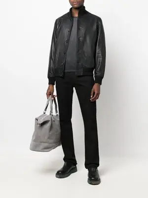 BILLIONAIRE Embroidered Logo Slim-fit Jeans - Black