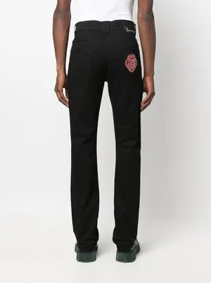 BILLIONAIRE Embroidered Logo Slim-fit Jeans - Black