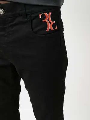 BILLIONAIRE Embroidered Logo Slim-fit Jeans - Black