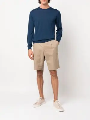 John Smedley Round Neck Knit Jumper - Blue