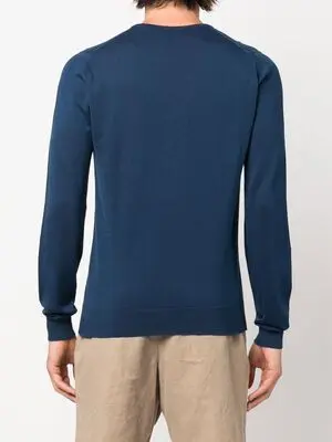 John Smedley Round Neck Knit Jumper - Blue