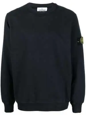 Stone Island Compass-patch Cotton Sweatshirt - Blue