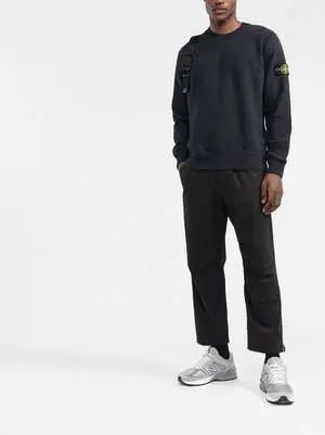 Stone Island Compass-patch Cotton Sweatshirt - Blue