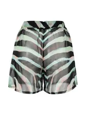 Roberto Cavalli Zebra Print Silk Drawstring Shorts