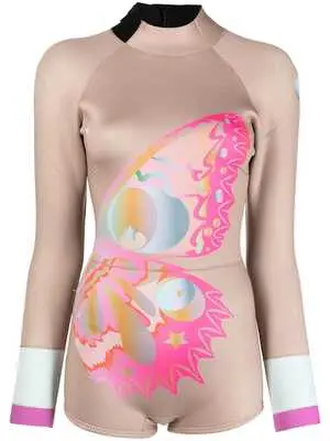 Cynthia Rowley Butterfly Print Long-sleeve Wetsuit - Brown