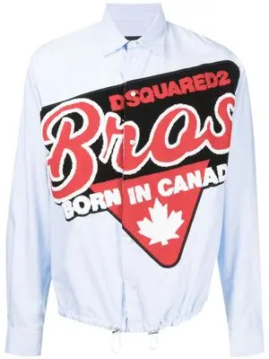 Dsquared2 Logo-patch Long-sleeve Shirt - Blue