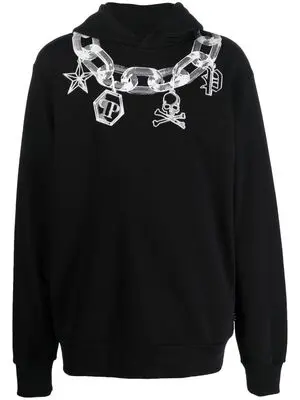 Philipp Plein Chain Print Hoodie - Black