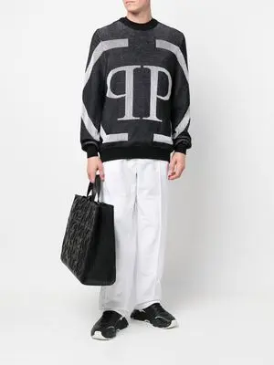 Philipp Plein Logo Intarsia Merino Wool Jumper