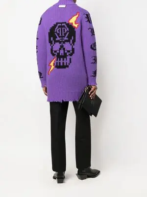 Philipp Plein Intarsia-knit Logo Cardigan