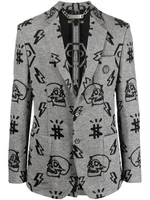 Philipp Plein Graphic-print Blazer - Grey