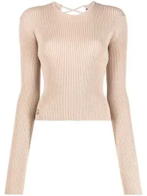 Philipp Plein Lace-up Detail Knitted Top - Neutrals