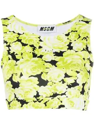 MSGM Floral Print Cropped Vest