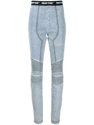 Philipp Plein Logo-waistband Leggings - Blue