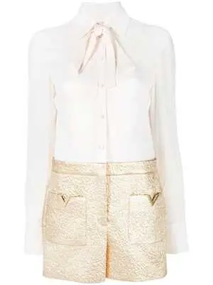 Valentino Garavani Pussy-bow Collar Playsuit - White
