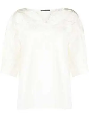 ALBERTA FERRETTI Lace-panel Gathered-detail Blouse