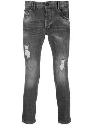 Philipp Plein Distressed Straight-leg Jeans