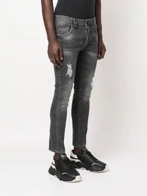 Philipp Plein Distressed Straight-leg Jeans