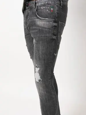 Philipp Plein Distressed Straight-leg Jeans