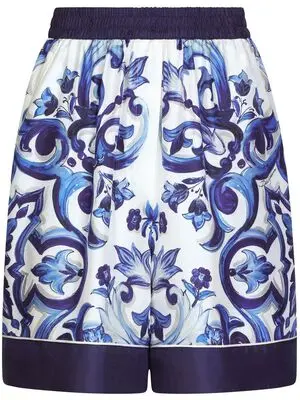 DOLCE & GABBANA Majolica-Print Silk Shorts