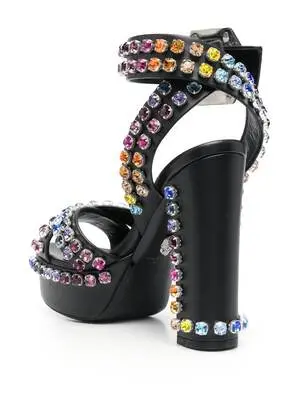 Philipp Plein 135mm Crystal-embellished Platform Sandals - Black